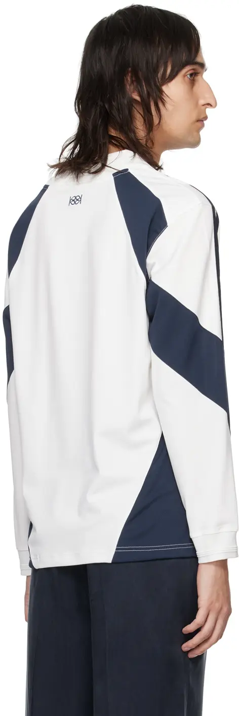 Kijun Long Sleeve T-Shirt In Off-White/ Navy - 57% Off | Editorialist